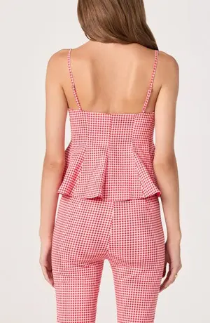 Astr The Label Alma Stretch Cotton Gingham Top - Red Gingham