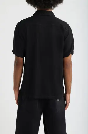SANTO STUDIO Flower Gradient Short Sleeve Cotton Twill Button-up Shirt