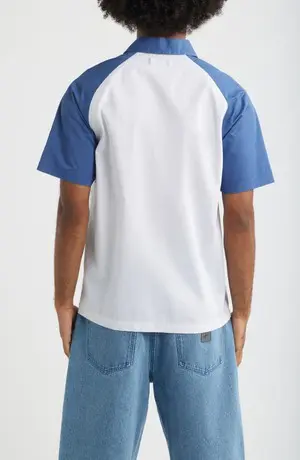 SANTO STUDIO 888 Raglan Short Sleeve Cotton Button-up Shirt