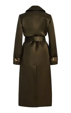Oscar De La Renta Long-sleeve Silk-satin Gabardine Coat