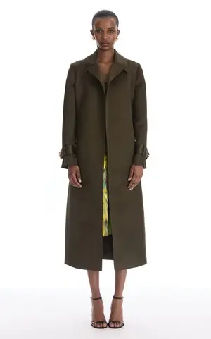 Oscar De La Renta Long-sleeve Silk-satin Gabardine Coat