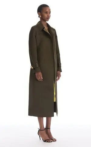 Oscar De La Renta Long-sleeve Silk-satin Gabardine Coat