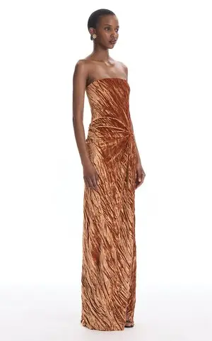 Oscar De La Renta Strapless Velvet Gown