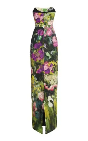Oscar De La Renta Abstract Garden Faille Gown