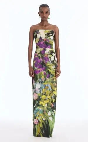 Oscar De La Renta Abstract Garden Faille Gown