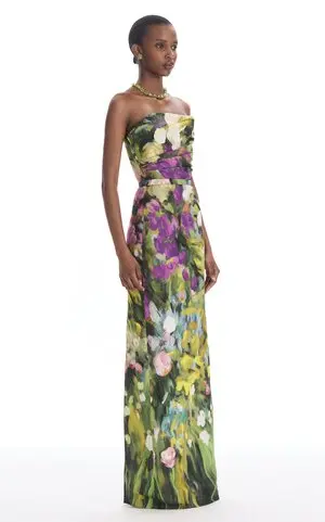 Oscar De La Renta Abstract Garden Faille Gown