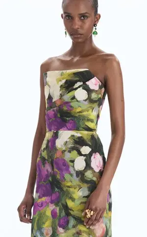Oscar De La Renta Abstract Garden Faille Gown