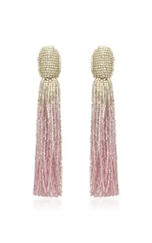 Oscar De La Renta Ombre Beaded Tassel Earrings - Multi