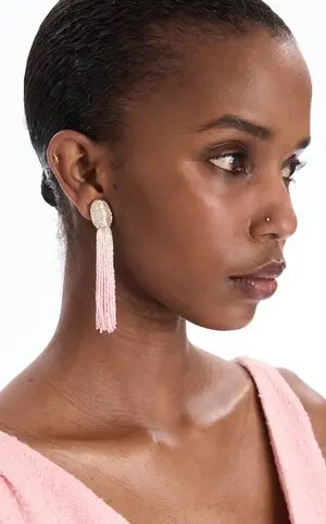 Oscar De La Renta Ombre Beaded Tassel Earrings