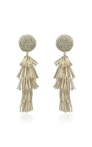 Oscar De La Renta Fringe Tassel Earrings - Silver