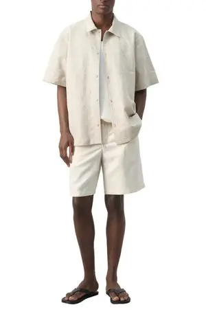 Mango Embroidered Short Sleeve Button-up Shirt