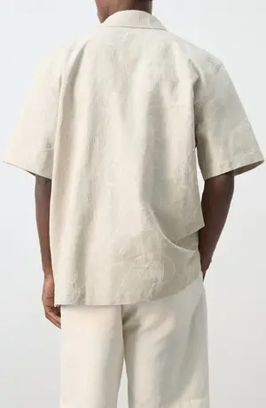 Mango Embroidered Short Sleeve Button-up Shirt