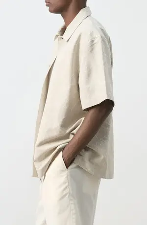 Mango Embroidered Short Sleeve Button-up Shirt