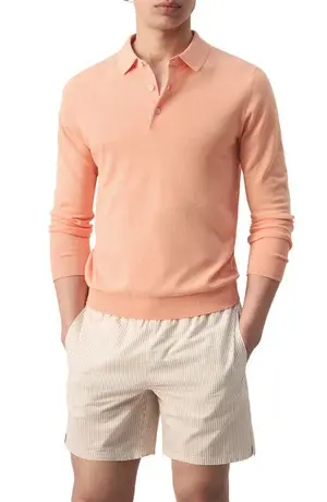 Mango Long Sleeve Cotton Polo - Peach