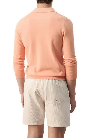 Mango Long Sleeve Cotton Polo - Peach