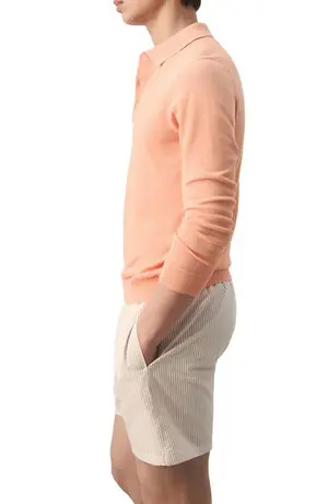 Mango Long Sleeve Cotton Polo - Peach
