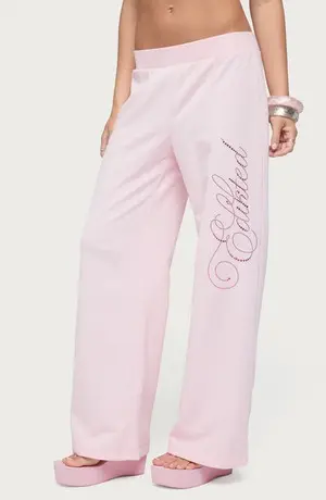 EDIKTED Rhinestone Sweatpants