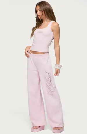 EDIKTED Rhinestone Sweatpants