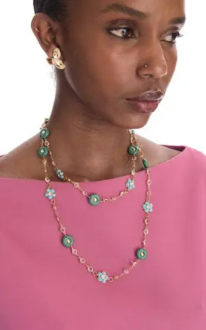 Oscar De La Renta Floral Sautoir Necklace