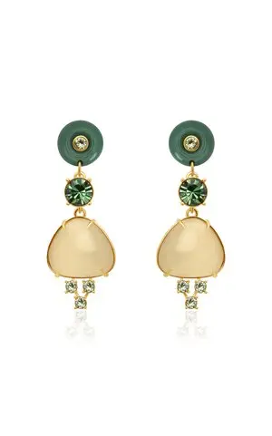 Oscar De La Renta Cabochon Drop Crystal Earrings - Ivory