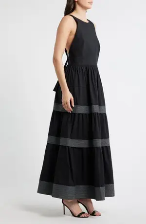Hugo Boss Open Back Cotton Poplin Midi Dress