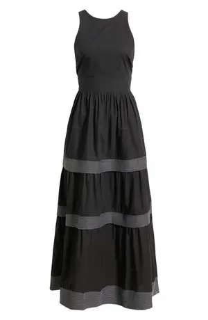 Hugo Boss Open Back Cotton Poplin Midi Dress