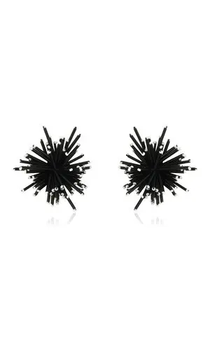 Oscar De La Renta Bugle Bead Firework Stud Earrings - Black