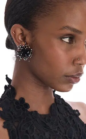 Oscar De La Renta Bugle Bead Firework Stud Earrings