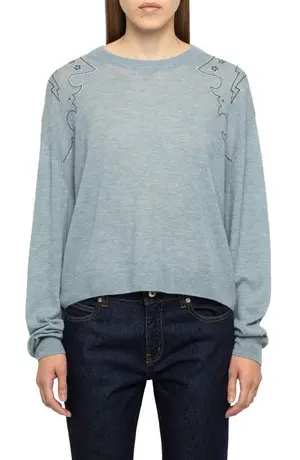 Zadig&Voltaire Swapy Embellished Cashmere Sweater - Frozen