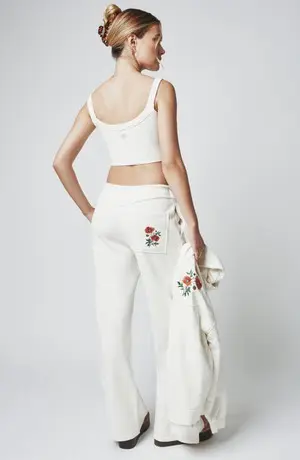 FLORENCE BY MILLS Seam Detail Wide Leg Lounge Pants - Jet Stream