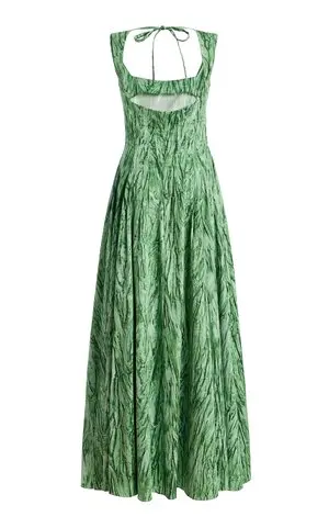 Oscar De La Renta Printed Poplin Sateen Midi Dress