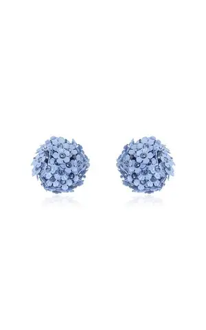 Oscar De La Renta Flower Pompom Small Earrings - Blue