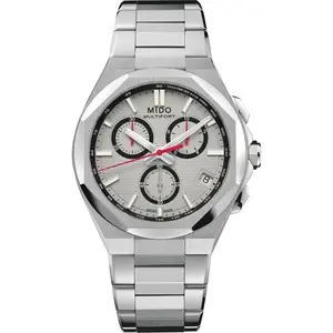 MIDO Multifort 8 Grey One Crown Chronograph Automatic Bracelet Watch - Silver
