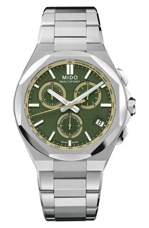 MIDO Multifort Chronograph Stainless Steel Bracelet Watch - Green