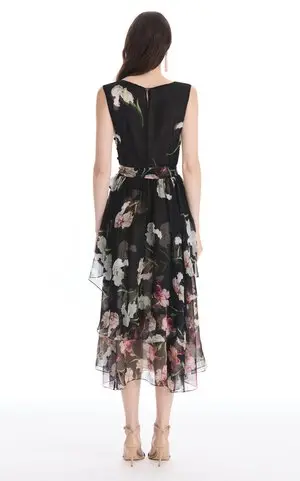 Oscar De La Renta Painted Iris Silk-chiffon Midi Dress