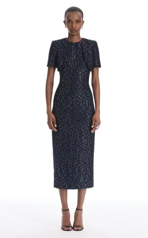 Oscar De La Renta Sequin Tweed Cape