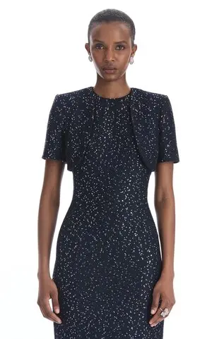 Oscar De La Renta Sequin Tweed Cape