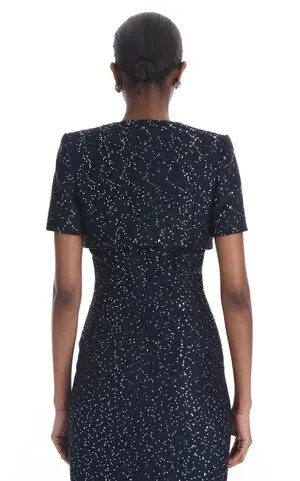 Oscar De La Renta Sequin Tweed Cape