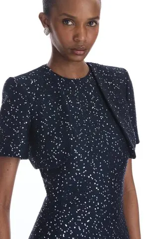 Oscar De La Renta Sequin Tweed Cape