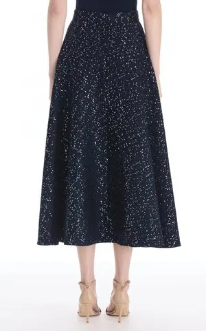 Oscar De La Renta Sequin Tweed A-line Midi Skirt