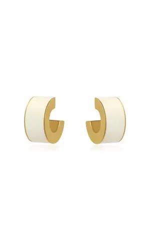 Oscar De La Renta Enamel Link Earrings Ivory
