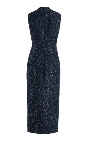 Oscar De La Renta Sequin Tweed Midi Dress