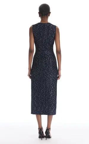 Oscar De La Renta Sequin Tweed Midi Dress