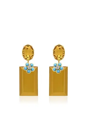 Oscar De La Renta Rectangle Crystal Pendant Earrings