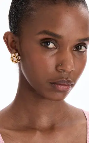 Oscar De La Renta Mini Crystal Cluster Earrings
