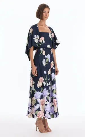 Oscar De La Renta Draped-sleeve Silk-twill Maxi Dress