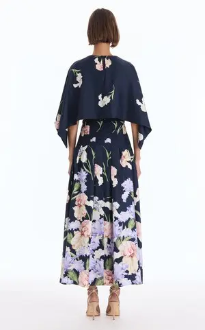 Oscar De La Renta Draped-sleeve Silk-twill Maxi Dress