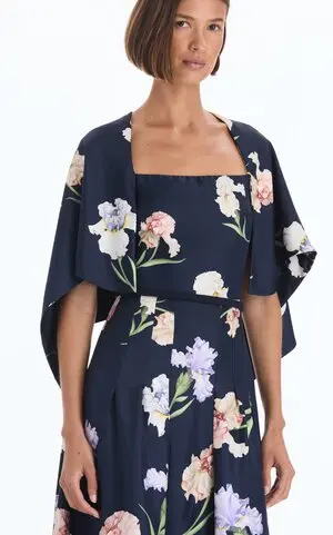 Oscar De La Renta Draped-sleeve Silk-twill Maxi Dress