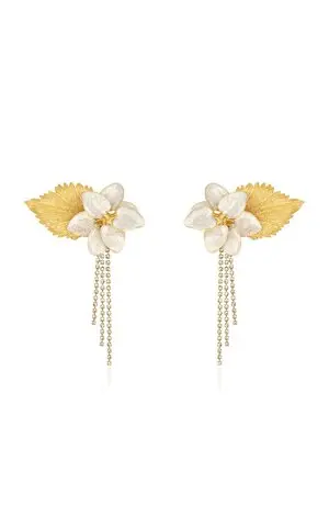 Oscar De La Renta Pear Flower Chandelier Earrings