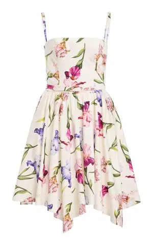 Oscar De La Renta Iris Flower Poplin Mini Dress - Ivory
